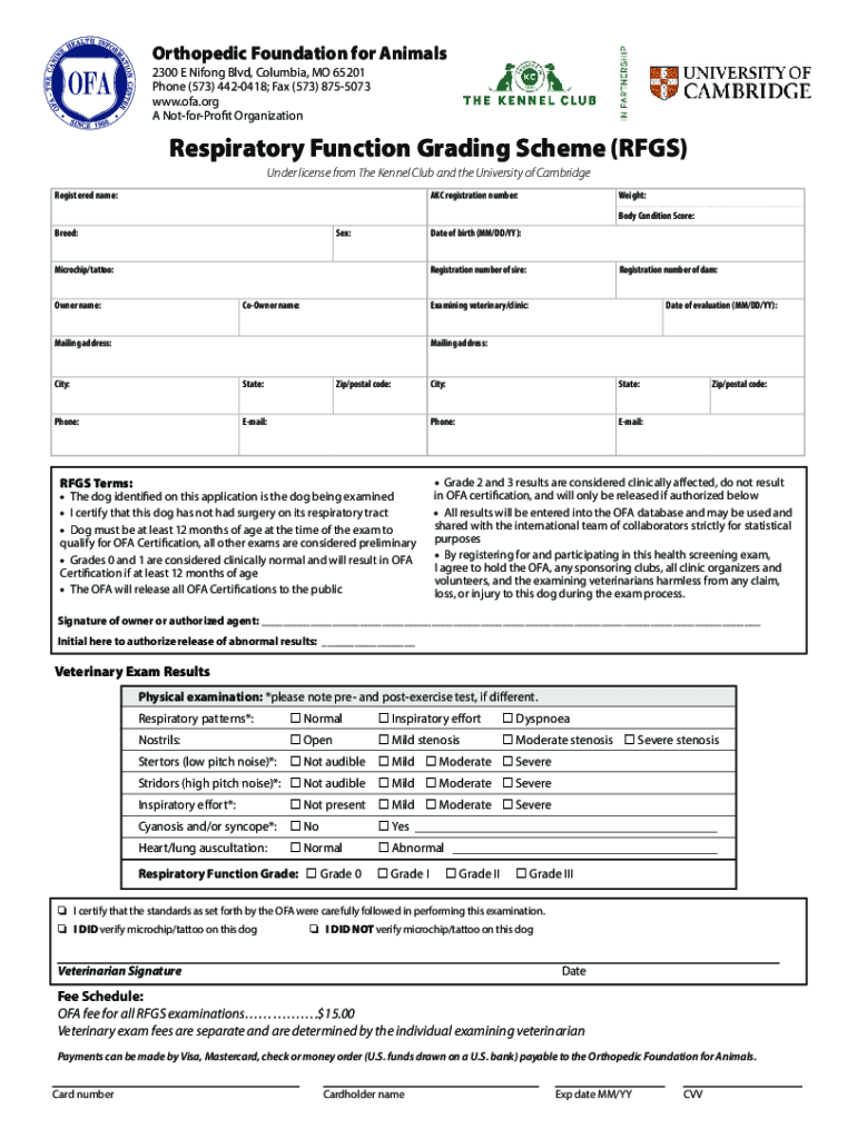 Fillable Online OFA - Orthopedic Foundation For Animals in Columbia, MO ...