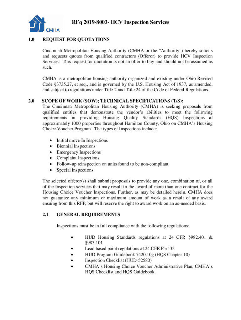 Fillable Online RFq 2019-8003- HCV Inspection Services Fax Email Print ...