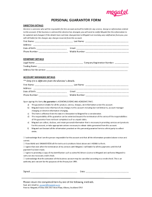 Fillable Online PERSONAL GUARANTOR FORM Fax Email Print - pdfFiller