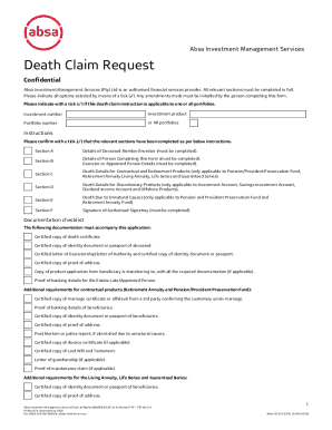 Fillable Online Death Claim Request Fax Email Print - pdfFiller