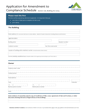 Fillable Online Application for Amendment to Compliance Schedule ...