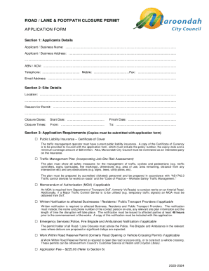 Fillable Online road-and-footpath-closure-permit-application-form-2023 ...
