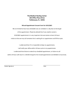 Fillable Online Missed Appointment Consent Form for SCIO/QXCI Fax Email ...