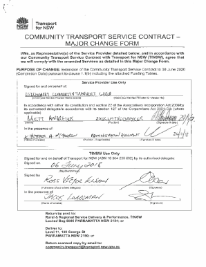 Fillable Online community transport service contract - major change ...