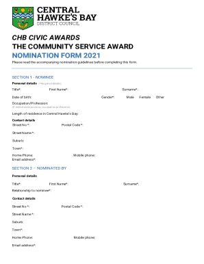 Fillable Online Community-Service-Award-Nomination-Form-2021. ... Fax ...