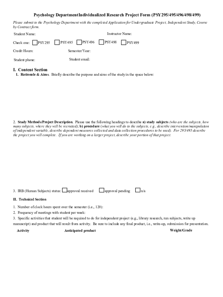 Fillable Online psychology buffalostate Psychology Department ...