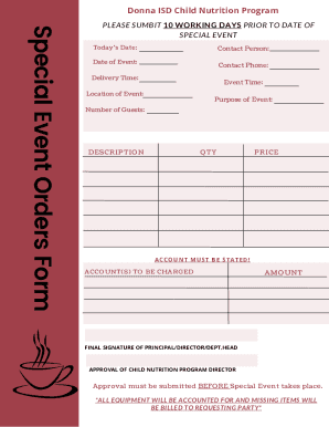 Fillable Online Special Event Order Form Fax Email Print - pdfFiller