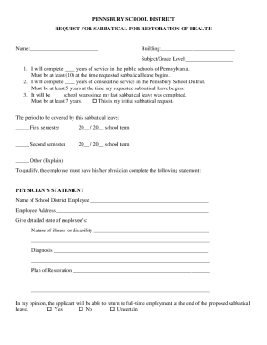 Fillable Online Request for Sabbatical Leave for Restoration of Health ...