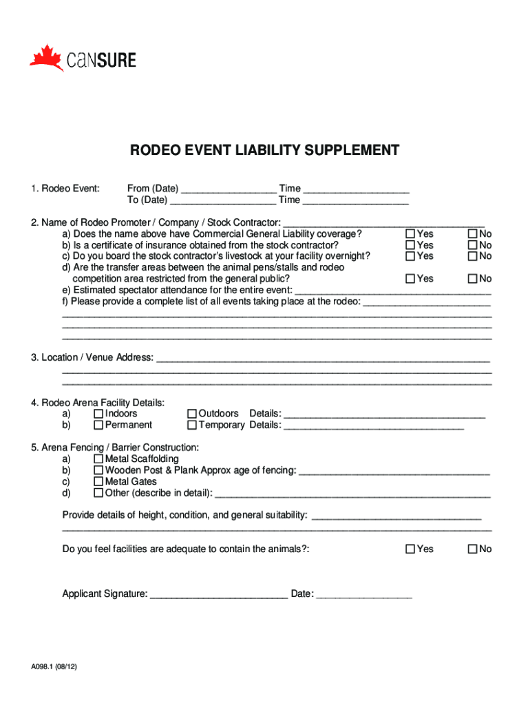Fillable Online Rodeo Event Insurance - Rodeo Liability Fax Email Print ...