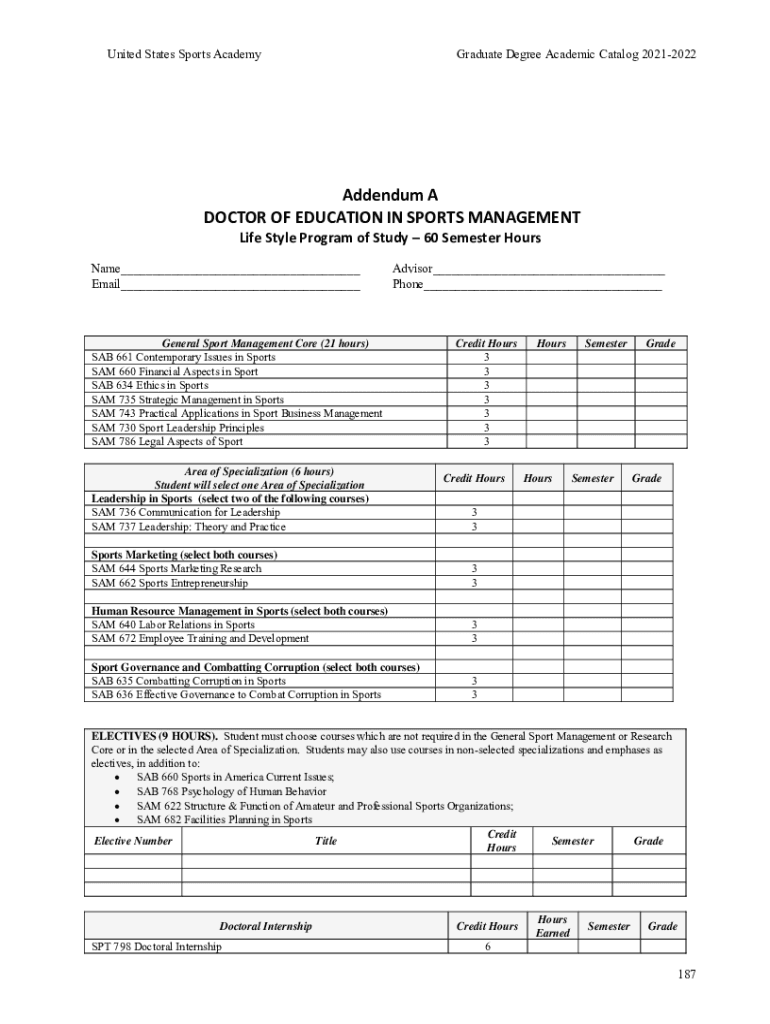 Fillable Online Sport Management - UF Catalog - University of Florida Fax Email Print - pdfFiller