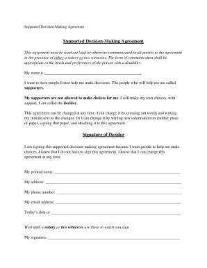 Fillable Online Supported Decision Making Sample Form.docx Fax Email ...