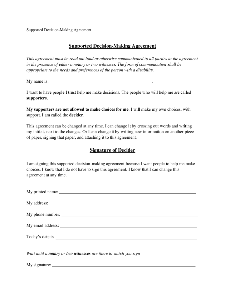 Fillable Online Supported Decision Making Sample Form.docx Fax Email ...