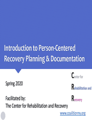 Fillable Online Introduction to Person-Centered Recovery Planning ...