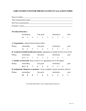 Fillable Online Poster Evaluation Sheet Student Poster Competition Fax Email Print - pdfFiller