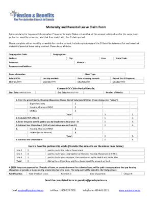 Fillable Online Maternity and Parental Leave Claim Form Fax Email Print ...