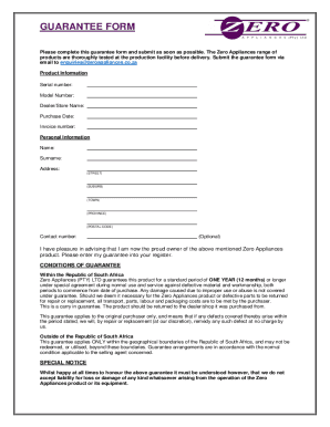 Fillable Online GUARANTEE FORM Fax Email Print - pdfFiller
