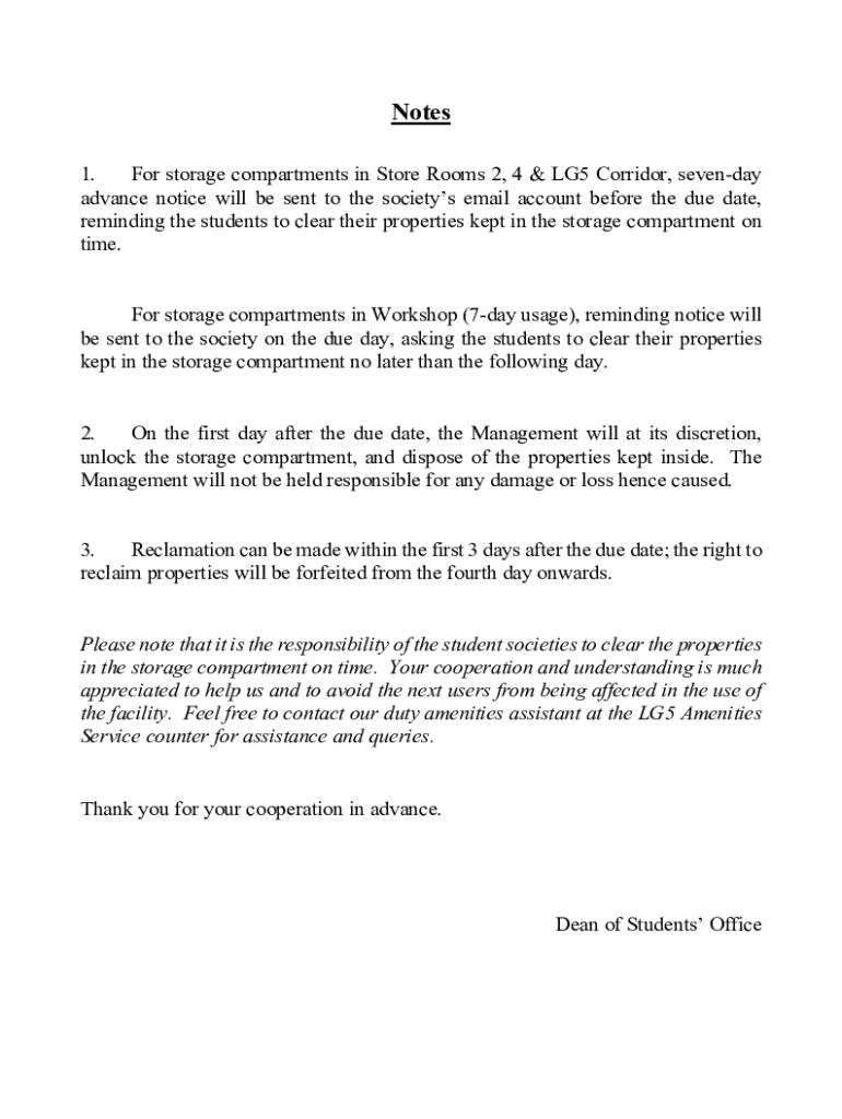 Fillable Online Storage Compartment Application Form Fax Email Print ...