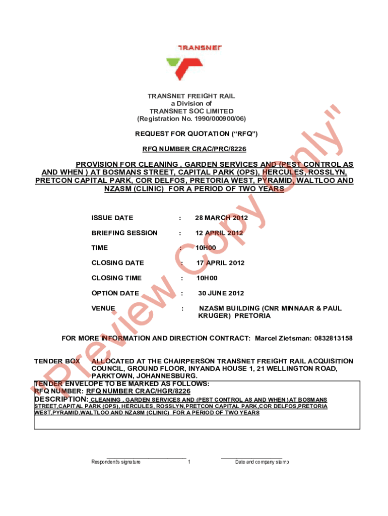 Fillable Online TRANSNET FREIGHT RAIL an Operating ... Fax Email Print ...