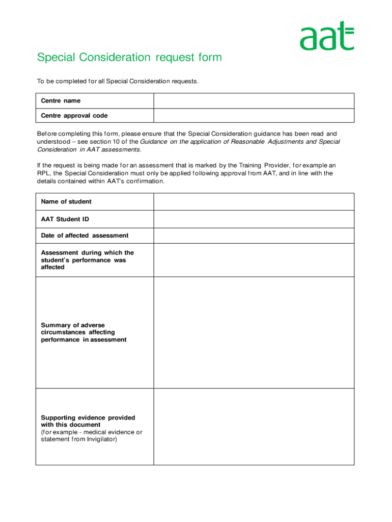 Fillable Online Special Consideration request form Fax Email Print ...