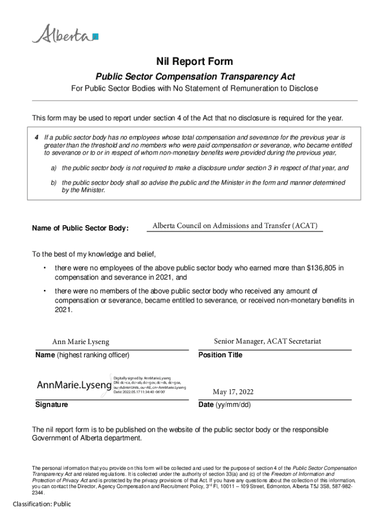 Fillable Online Compensation Disclosure - Nil Report Form Fax Email ...