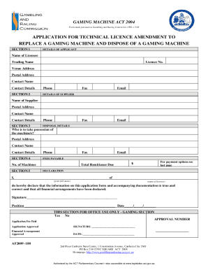 Fillable Online APPLICATION FOR TECHNICAL LICENCE AMENDMENT ... Fax ...
