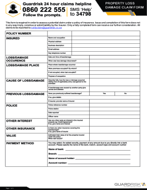 Fillable Online Property loss damage claim form Fax Email Print - pdfFiller