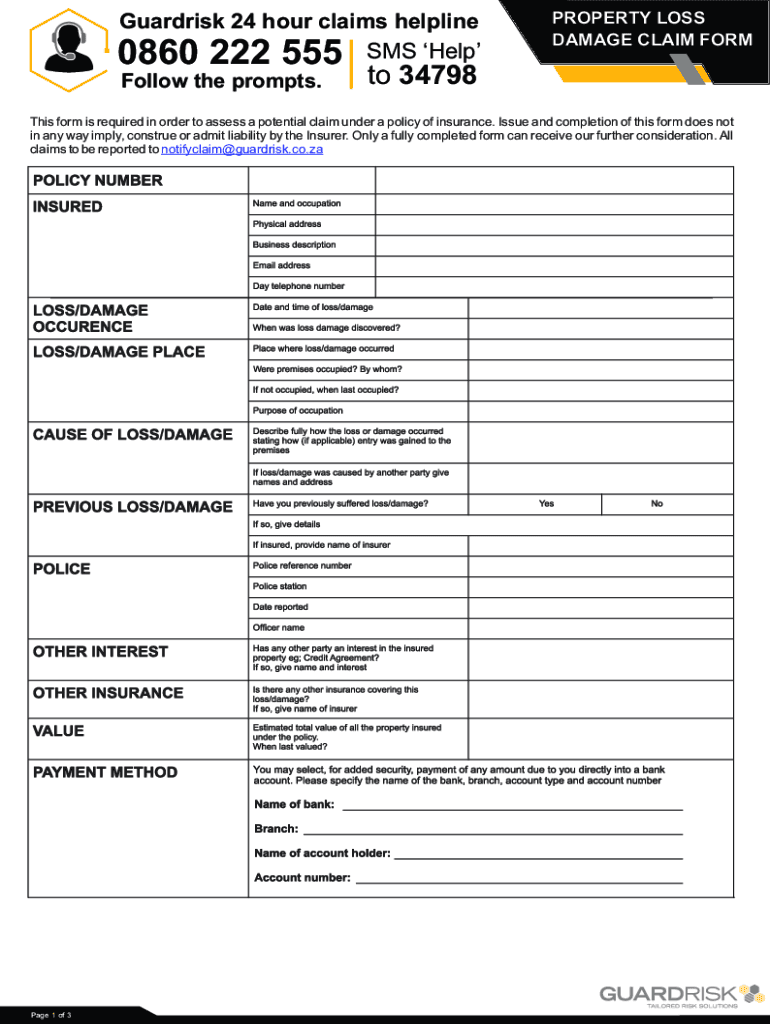 Fillable Online Property loss damage claim form Fax Email Print - pdfFiller