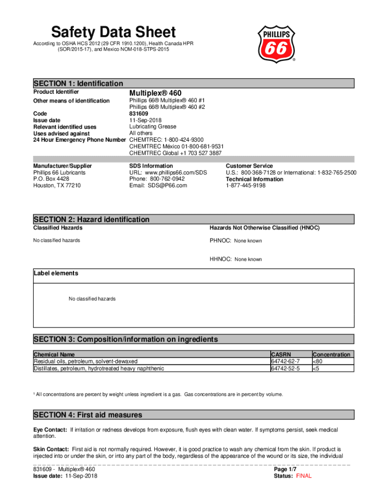 Fillable Online lubricants crevier SDS Poster: (HCS 2012/GHS Format ...