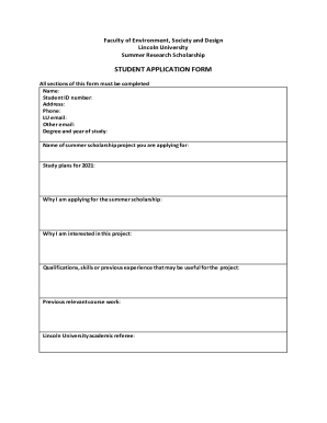 Fillable Online Student application form SS 2020 Fax Email Print ...