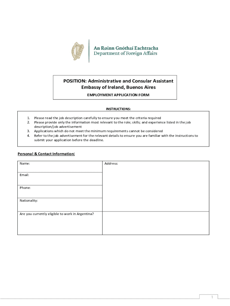 Fillable Online Application Form Admin Consular role - Buenos-Aires Fax ...