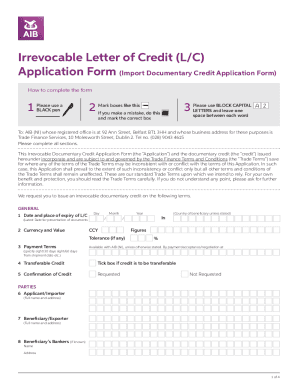 Fillable Online Irrevocable Letter of Credit (L/C) Application Form (Import ... Fax Email Print ...