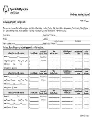 Fillable Online Individual Sports Entry Form Fax Email Print - pdfFiller