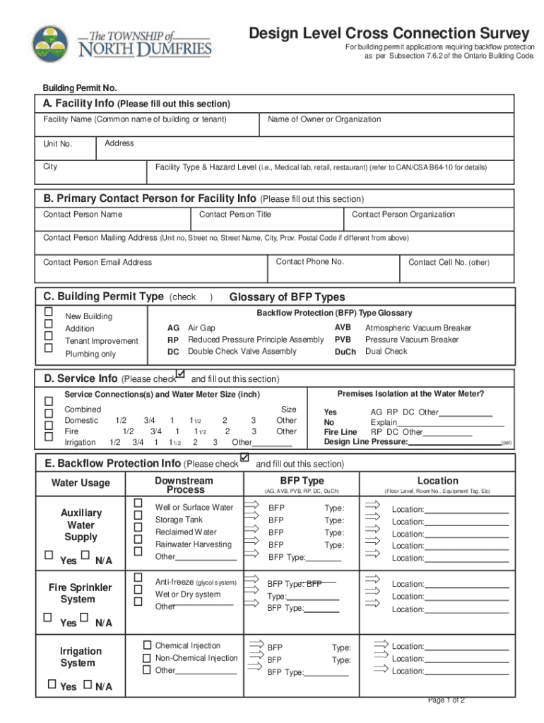 Fillable Online CROSS CONNECTION SURVEY FORM : PART A Fax Email Print ...