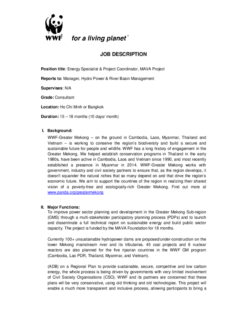 Fillable Online Energy Consultant Job Description Sample Template Fax ...