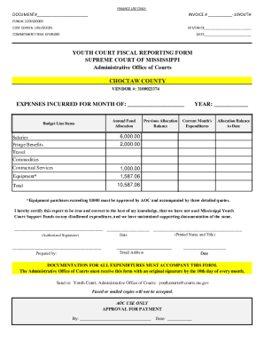 Fillable Online courts ms INVOICE # -10YOUTH Fax Email Print - pdfFiller