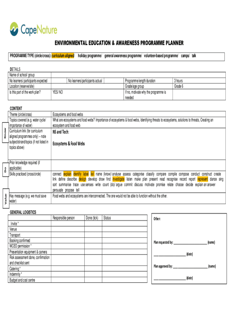 Fillable Online Lesson plan and presentation: food chainsGrade 6 Fax Email Print - pdfFiller
