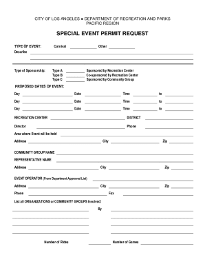 Fillable Online Special Events Permit Request - Los Angeles Fax Email ...