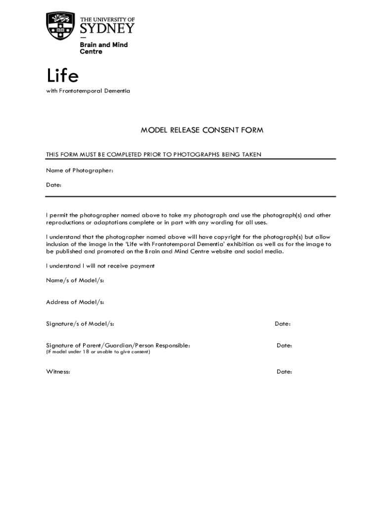 Fillable Online MODEL RELEASE CONSENT FORM Fax Email Print - pdfFiller