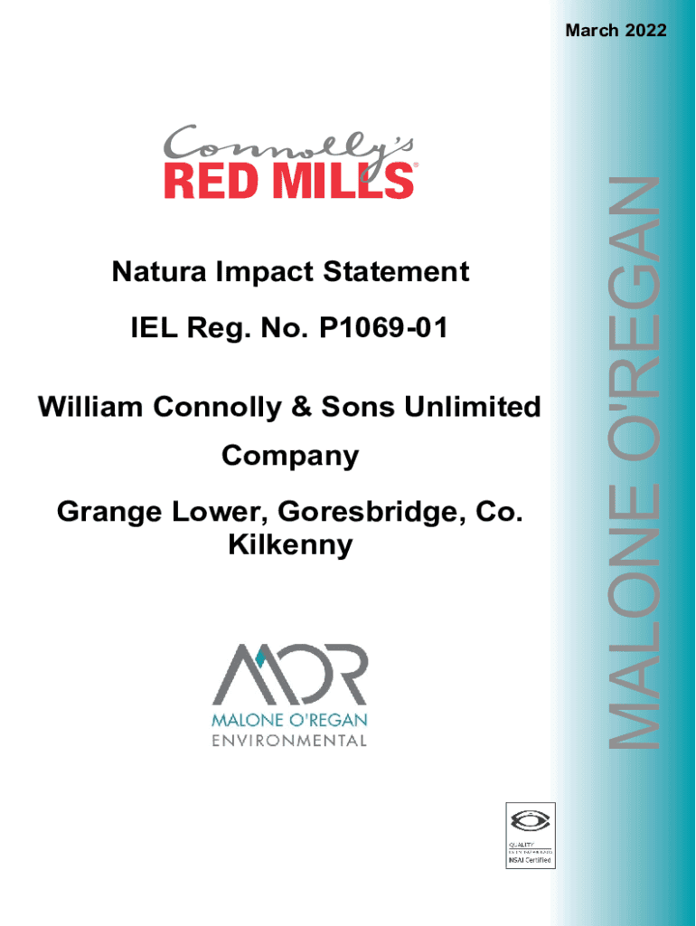 Fillable Online Natura Impact Statement IEL Reg. No. P1069-01 William ... Fax Email Print ...