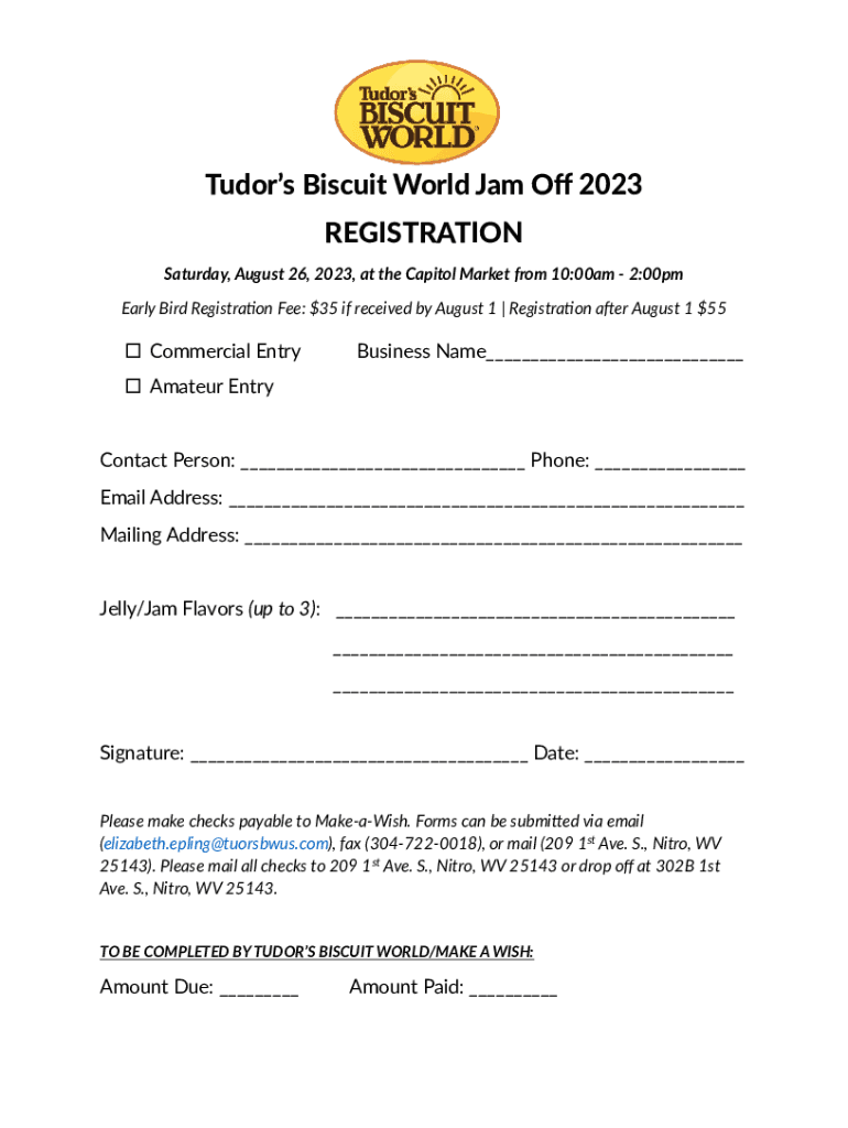 Fillable Online Tudor's Biscuit World - Home Fax Email Print - pdfFiller