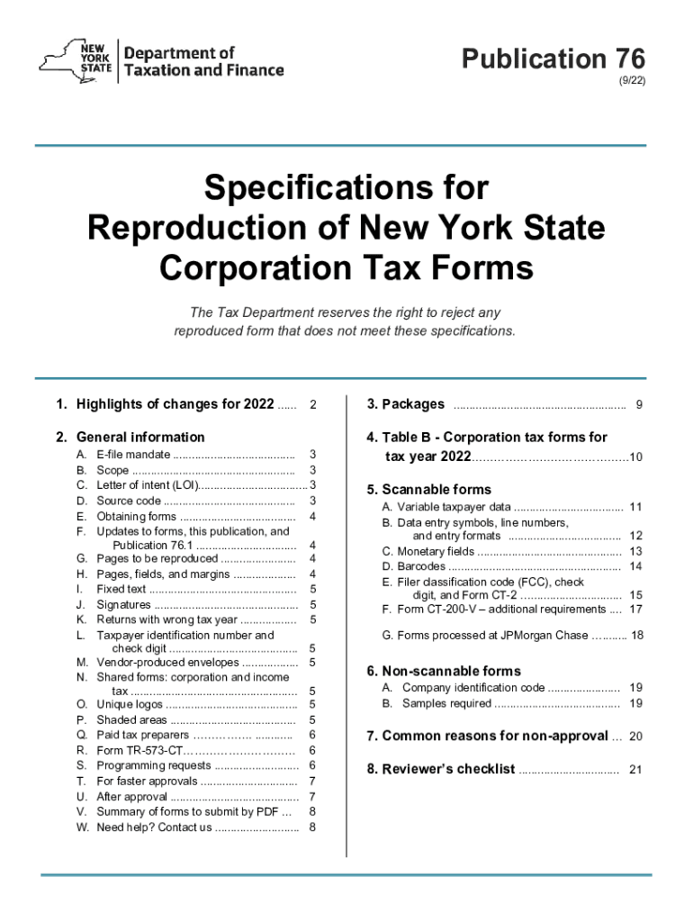 Fillable Online Form Pub 76 Specifications for Reproduction of New York ...