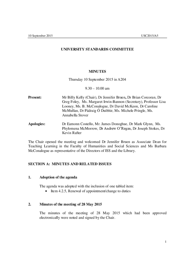 Fillable Online Mr Billy Kelly (Chair), Dr Jennifer Bruen, Dr Brian ...