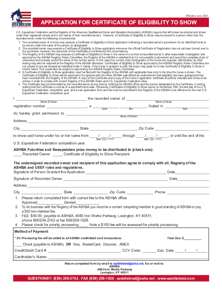 Fillable Online APPLICATION FOR CERTIFICATE OF ELIGIBILITY TO ... Fax ...