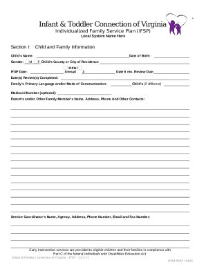 Virginia's Individualized Family Service Plan (IFSP) Doc Template ...
