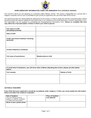 Fillable Online bso bradford gov In-Year Application Supplementary ...