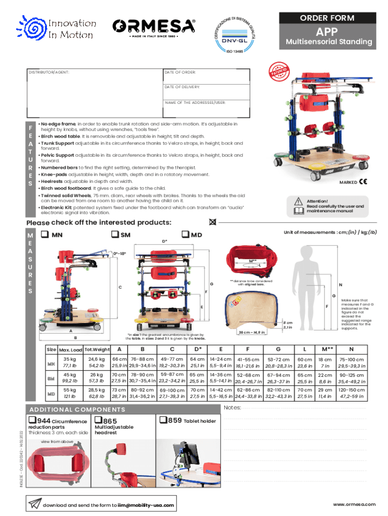 Fillable Online Order Form-App Multisensorial Standing Fax Email Print ...