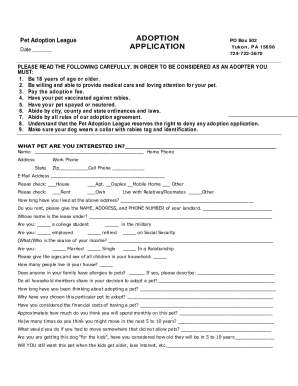 Fillable Online PAL Adoption Application OCR Fax Email Print - pdfFiller