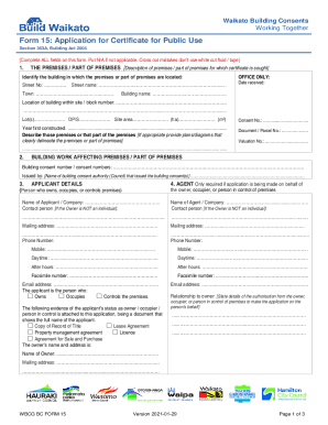 Fillable Online Form 15: Application for Certificate for Public Use Fax Email Print - pdfFiller