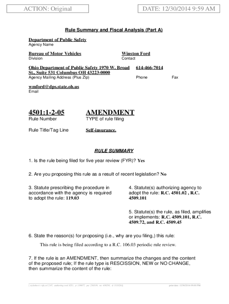 Fillable Online Department of Public Safety Executive Summary Fax Email ...