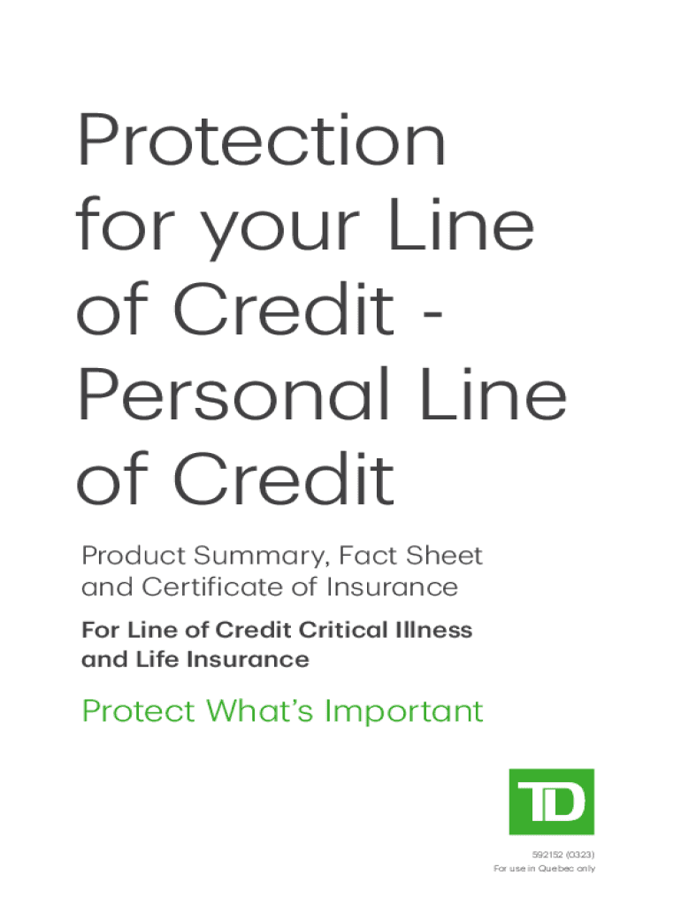 Fillable Online Protection for your Line of Credit - Personal Line of ...